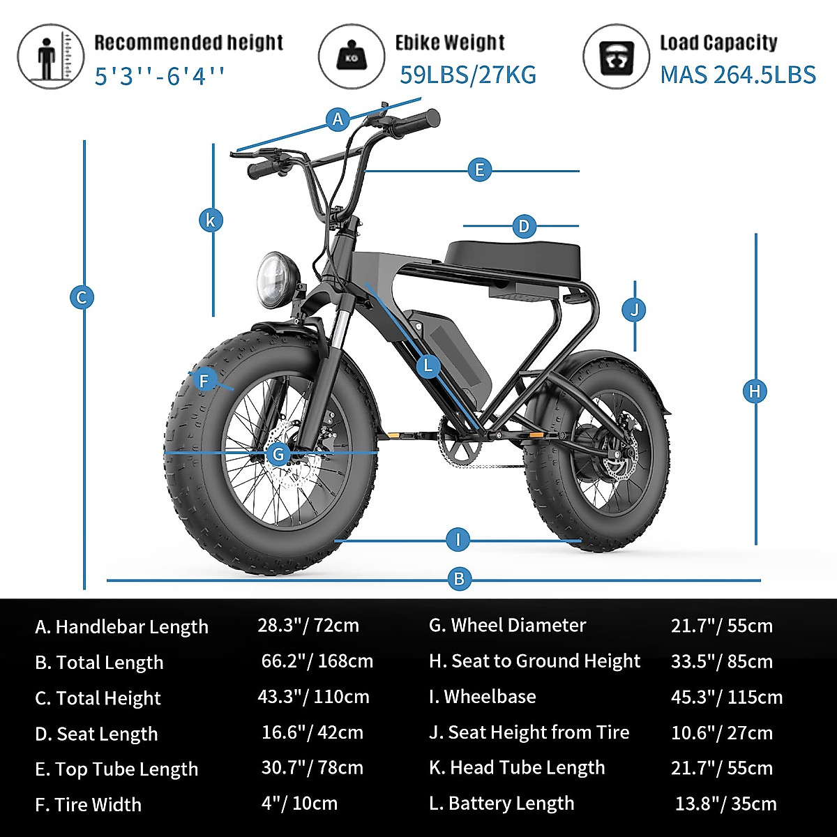 Freego Electric Bike for Adults, 1200W/48V/20Ah, 20"x 4" Fat Tires Off Road Electric Bicycle with Removable Battery, 31MPH & 40 Miles Long Range Ebike UL Certified,DK200 Pro with Two Seats