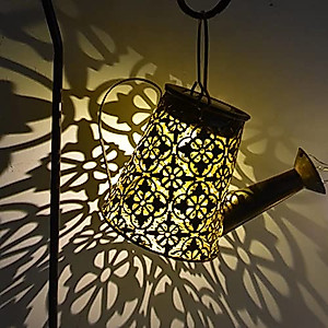 Solar Garden Watering Can Lights,Solar Waterfall Lights with Cascading Lights Waterproof Charging Board,Garden Decor for Outside,Outdoor Solar Light String Fairy LED Hanging Lantern for Yard Decor SY