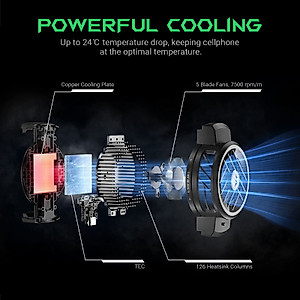 Cell Phone Cooler Black Shark Fun Cooler 2Pro, Cellphone Radiator with LED Temperature Display/Sleep Timer/Fan Speed Settings for 2.63-3.46 inches iOS/Android Semiconductor Heatsink Cooling