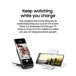 Samsung Electronics Wireless Charger Convertible Qi Certified (Pad/Stand) - for Galaxy Buds, Galaxy Phones, and Apple iPhone Devices - US Version - White (US Version)