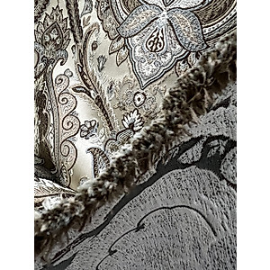 Decora Furnishings Luxurious Woven Jacquard Majestic Damask Fabric for Upholstery, Dining Chairs, Window Treatments, Crafts - Renaissance Rococo Victorian - 54" Width - by The Yard (Beige/Brown)