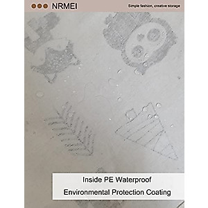 NRMEI Round Storage Basket Laundry Foldable Waterproof Coating Nursery Hamper for Living Room Bedroom and Clothes Toys(Round Pine Animal), 19.7 In H x 15.7 D inches, inches