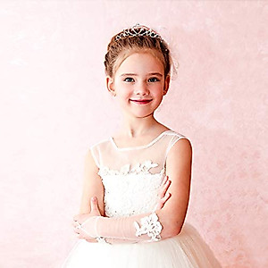 WILLBOND 3 Pieces Girls Crystal Tiara Heart Rhinestone Tiara Crown Princess Crystal Headband for Wedding Prom Birthday Party