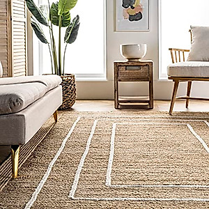 nuLOOM Caile Hand Loomed Raised Geometric Jute Area Rug, 10' x 14', Ivory