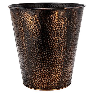 BROOKSTONE, Decorative Metallic Bronze Waste Basket Trash Can - Stylish and Functional Addition to Any Room