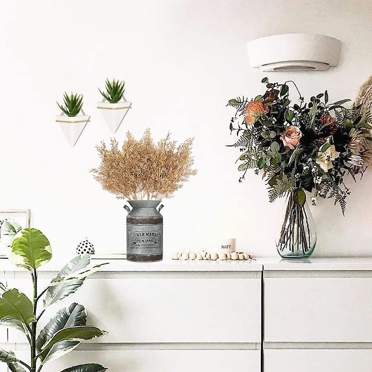 LOVENIMEN Artificial Plants for Christmas Decor, Gold Antler Grass Bunches Fake Shrubs Leaves Faux Branch Indoor Outdoor Home Garden Party Hotel Verandah Wedding DIY Xmas Decoration - Golden 4 Pack