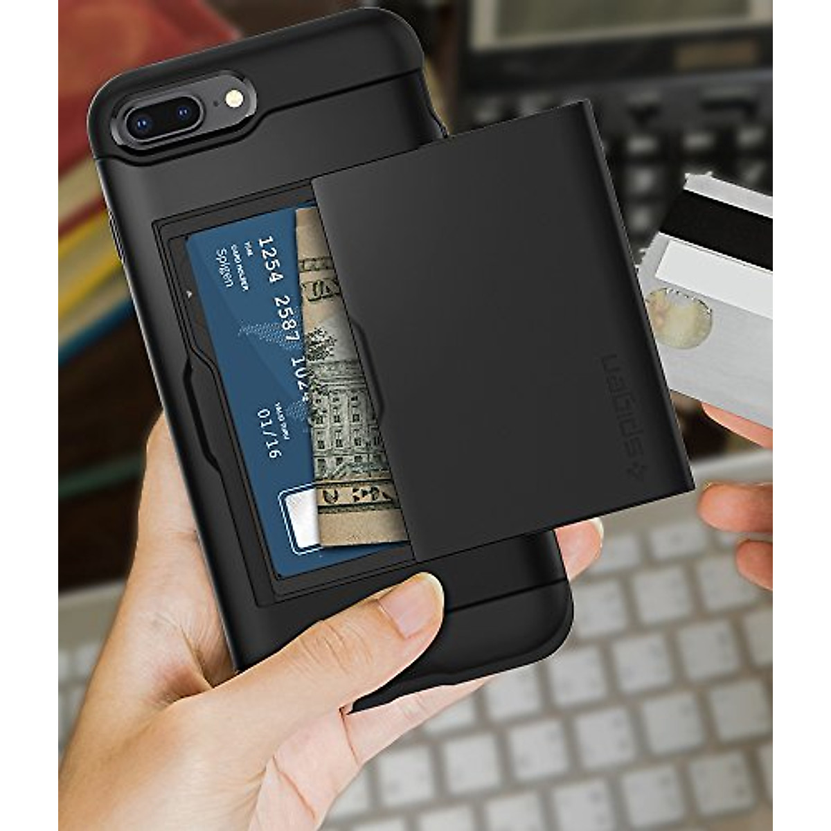 Spigen Slim Armor CS Designed for iPhone 8 Plus Case (2017) / Designed for iPhone 7 Plus Case (2016) - Black