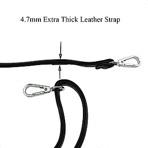 HAHIYO Adjustable Smooth Black Leather Purse Chain Strap Length 31.5-55.1 Inch Silver Hardware for Shoulder Cross Body Sling Purse Replacement Comfortable 0.47 Inch Wide 4.7mm Extra Thick 1 Pack