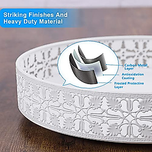 MIHIRO Metal Lazy Susan Organizer, Rotating Tray, Lazy Suan Turntable for Cabinet, Kitchen Countertop Spice Organizer, Lazy Susan for Dining Table with Non-Slip Pad (11''+12'', White)
