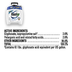 Roundup Ready-To-Use Weed & Grass Killer III -- with Pump 'N Go 2 Sprayer, Use in & Around Vegetable Gardens, Tree Rings, Flower Beds, Patios & More, Kills to the Root, 1.33 gal.