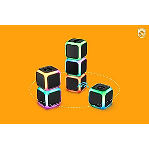 PHILIPS X7207 Bluetooth Party Cube Speaker with 360° Party Lights - Link up to 50 Speakers, Black
