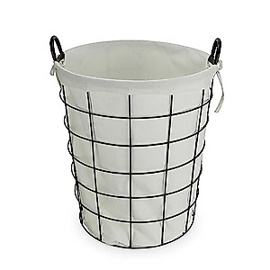 Cheung's 16S005 Lined Metal Wire Basket with Handles, Black