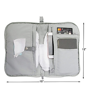 Portable Diaper Changing Pad for Baby Diaper Changing Kit with Detachable Changing Mat and Wipes Pocket Newborn Girls and Boys Baby Shower Gifts (Grey)