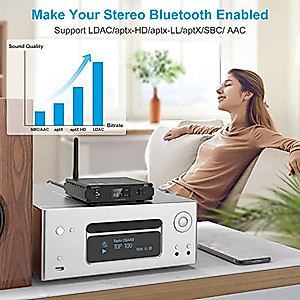 Lavaudio HiFi Bluetooth 5.0 Receiver for Home Stereo LDAC Bluetooth Adapter aptX HD, DAC for Audiophiles USB/Optical/Coaxial Intputs& RCA Output for AV Receiver/Amplifier, Remote Control-DS600+