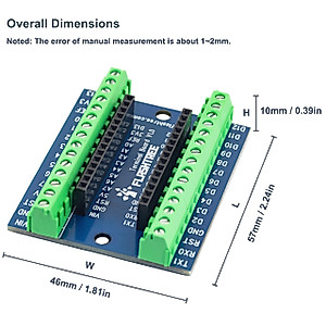 3pcs for Nano Breakout Board Terminal 3.81mm / 0.15" Expansion Shield for Arduino Nano V3.0 AVR ATMEGA328P Module (Blue)