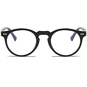 EYLRIM Round Blue Light Glasses Thick Circle Frame Clear Lens Non Prescription Eyewear(01 Black)