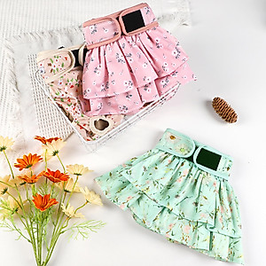 Washable Female Dog Diapers Skirt(4 Pack) - Reusable Doggie Diapers with Adjustable Snaps, High Absorbency Leak-Proof Puppy Diapers for Female Dog in Heat, Period, Incontinence XL