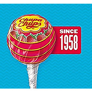 Chupa Chups Candy Lollipops, 5 Assorted Flavors, Drum Display for Parties Office Concessions, 60 Count Drum(Pack of 1)