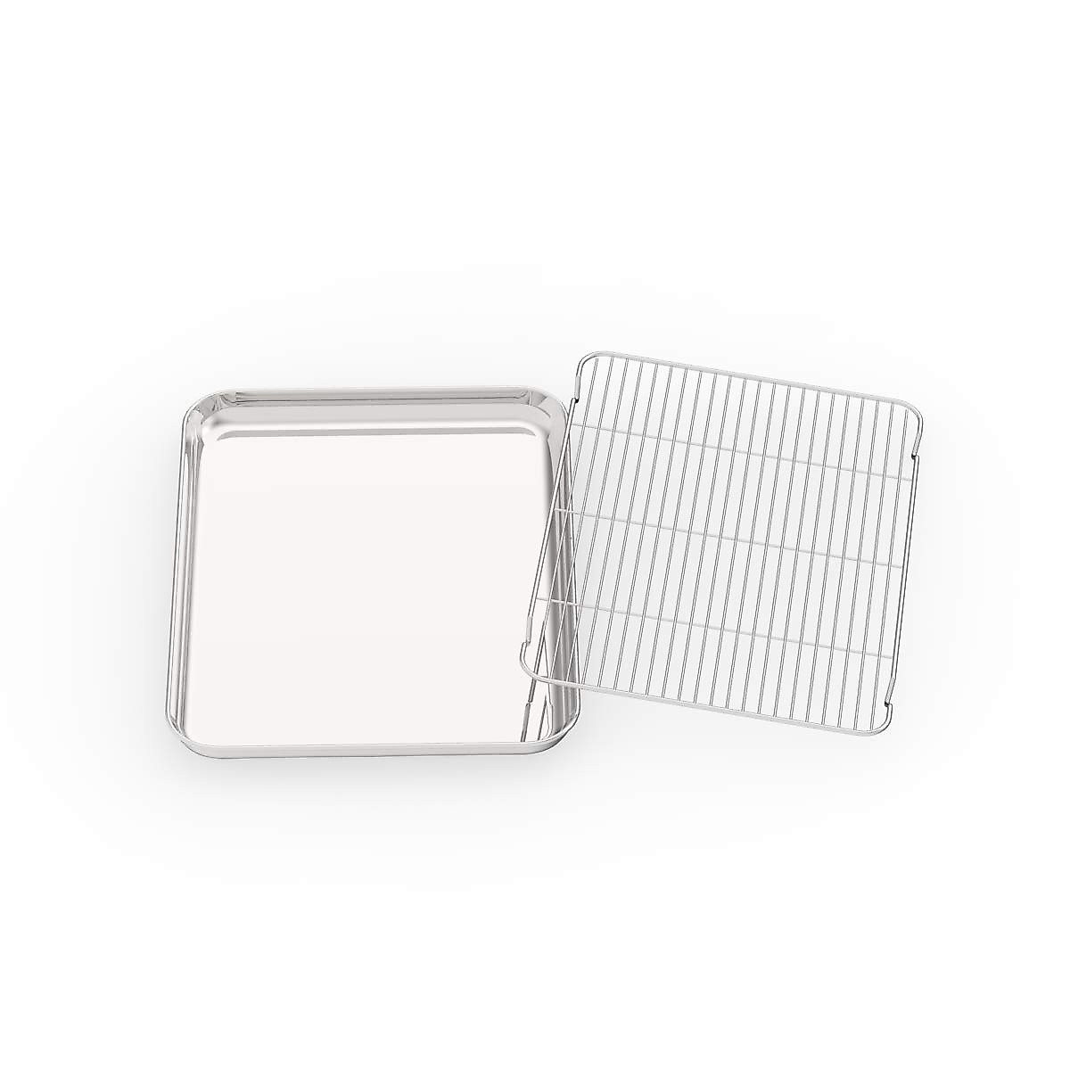 Small Stainless Steel Baking Sheets,Mini Cookie Sheets, Toaster Oven Tray Pan Rectangle Size 9.4Lx7Wx1H inch Non Toxic & Healthy,Superior Mirror Finish & Easy Clean by HEAHYSI, Dishwasher Safe