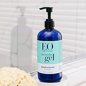 EO Shower Gel Body Wash, 16 Ounce (Pack of 2), Grapefruit and Mint, Organic Plant-Based Skin Conditioning Cleanser with Pure Essentials Oils
