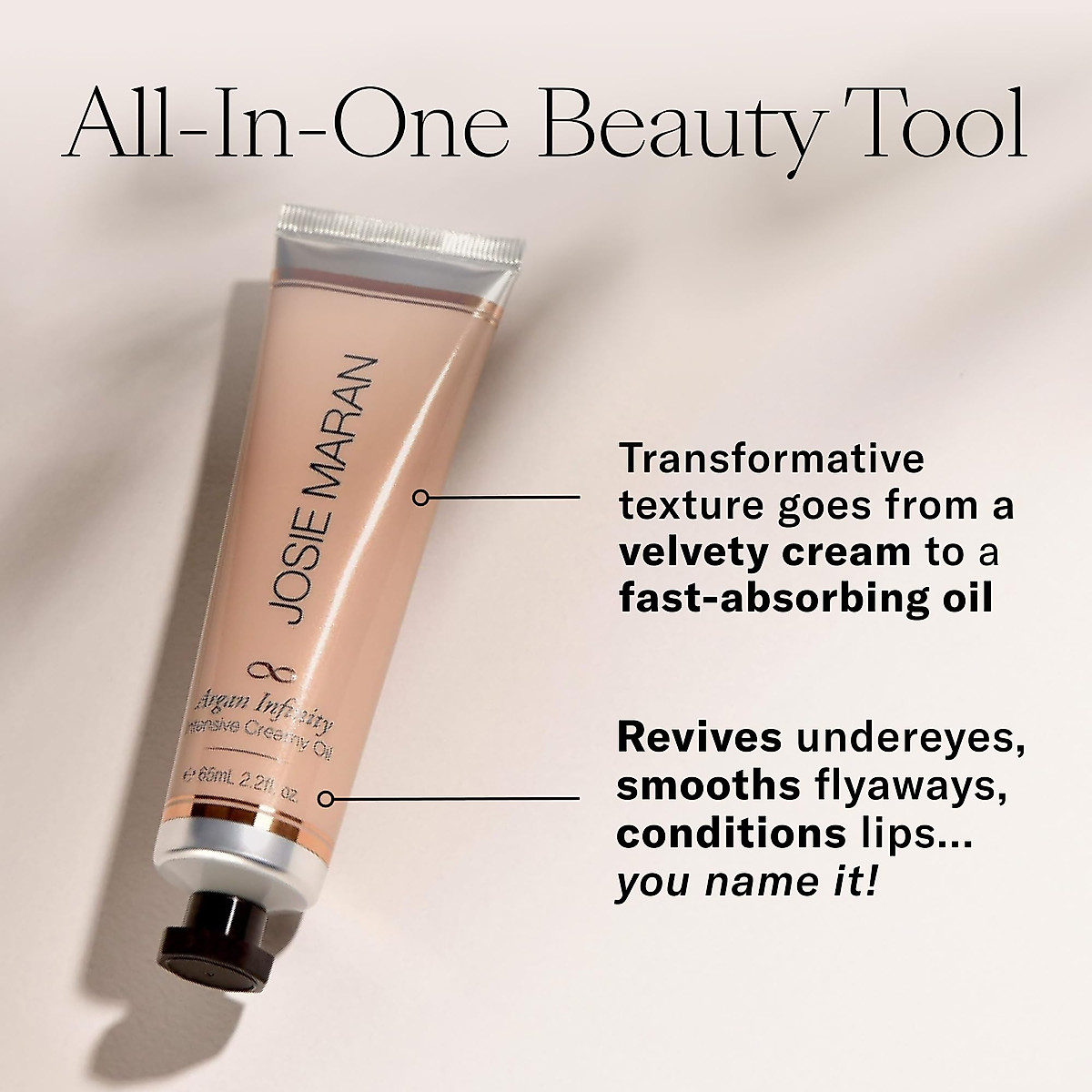 Josie Maran Argan Infinity Cream Intensive Creamy Oil - Moisturize Dry Areas with One Creamy Oil, Infinite Possibilities - (65ml/2.2oz)