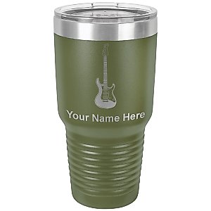 LaserGram 30oz Vacuum Insulated Tumbler Mug, Electric Guitar, Personalized Engraving Included (Camo Green)