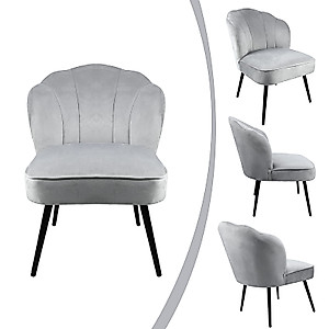 DEARYOU Grey Velvet Chairs Set of 2,Dinning Accent Upholstered Chair for Dining Room,Modern Living Room Chairs for Living Room,Vanity Chair for Bedroom(Grey, 2pcs)