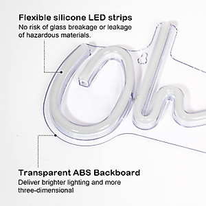 Lucunstar Neon Light Oh Baby Warm White Neon Sign for Wall Decor Neon Lights Sign Oh Baby Word LED Neon for Nursery Bedroom Game Room Club Bar Wedding Party,Room Decor(16.5"X6.9")