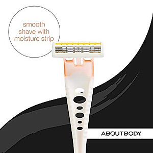 About Face Body Spa Shave 3-Blade Sensitive Disposable Razors With Coconut Oil Lube Strip, 4 Count