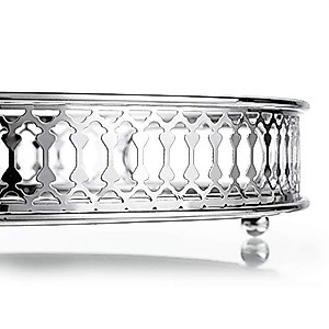 Hipiwe Mirror Vanity Tray - 10.6 inches Round Metal Makeup Tray Jewelry Trinket Tray, Cosmetic Perfume Tray for Dresser Bathroom Bedroom Countertop Organizer Tray