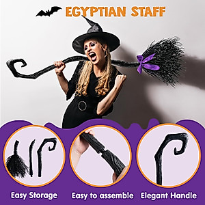 JOYIN 55'' Witch Broom with Ribbons for Kids Halloween Witches Broomstick, Costume Parties, Photo Booth Accessory, Halloween Decorations
