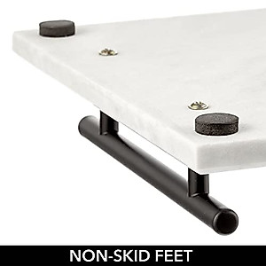 mDesign Thin Marble Pastry Board, Cutting Slab Kitchen Serving Tray with Deco Handles for Baking, Chopping, and Rolling - Serve Bread, Candy, Chocolate, Cheese, and Appetizers - Marble/Black
