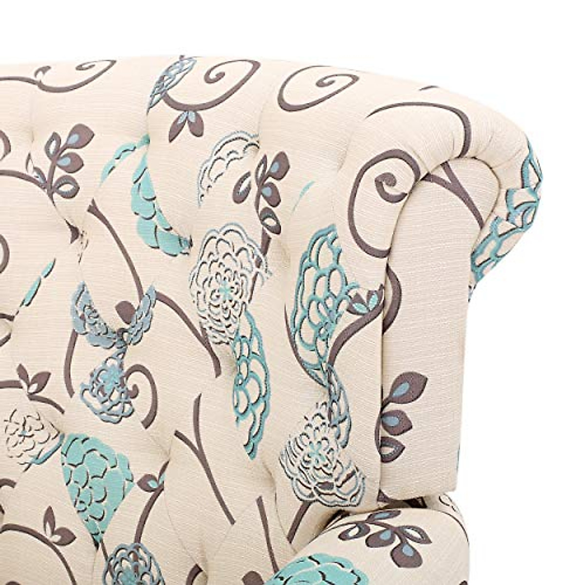 Christopher Knight Home Greggory Floral Fabric Tufted Chair, White / Blue