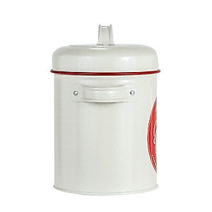 Amici Home Fair Trade Metal Coffee Canister | White/Red Storage Container with Handles | 64 Ounce Capacity | Coffee Canister with Lid for Kitchen Countertop