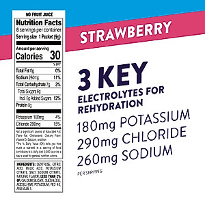 Pedialyte Fast Hydration Electrolyte Powder Packets, Strawberry, Hydration Drink, 8 Single-Serving Powder Packets