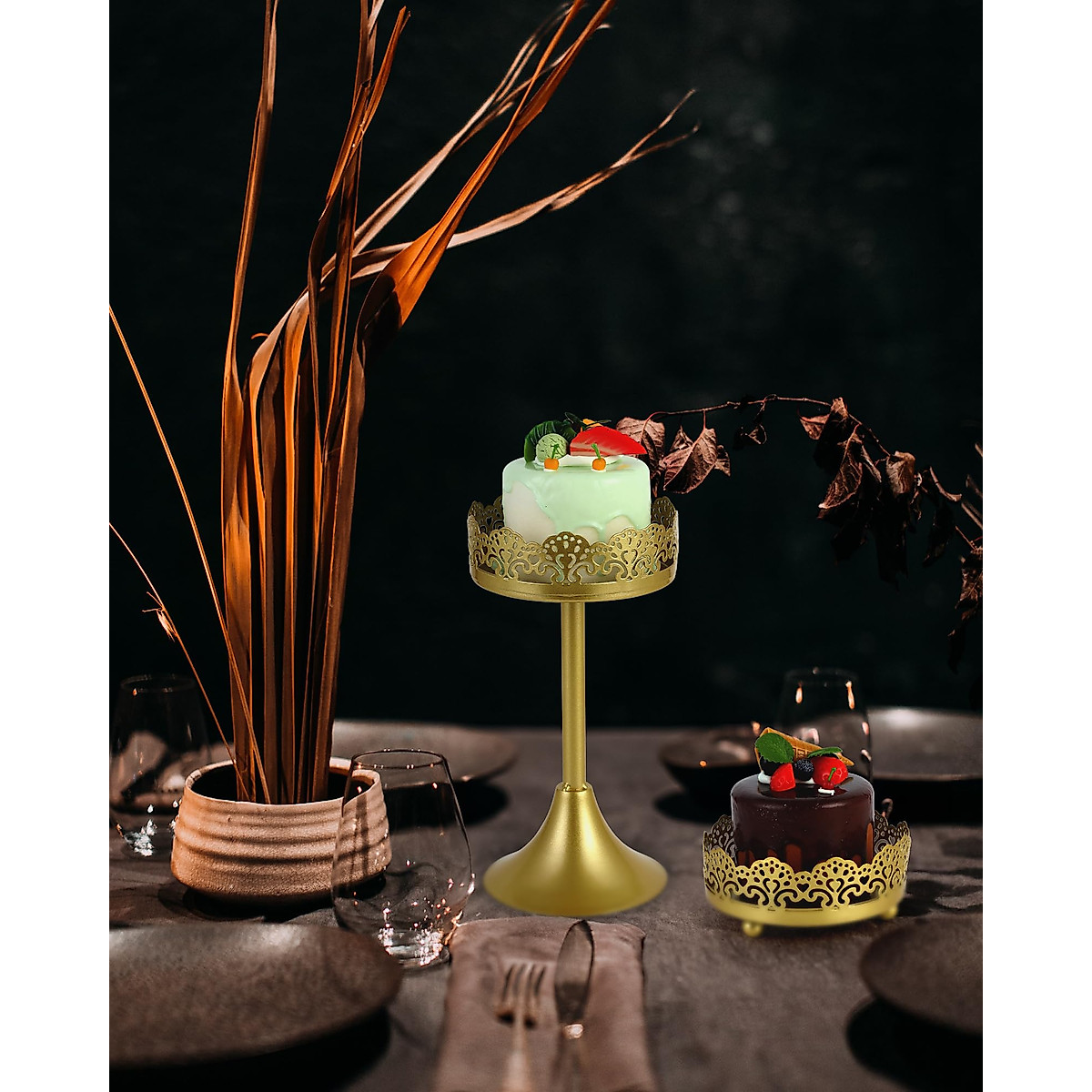 ZUMELER 9Pcs Metal Cake Stands Round Cake Stands Candy Fruite Display Plate Cupcake Serving Tower for Wedding Brithday Party Celebration Home Decoration,gold