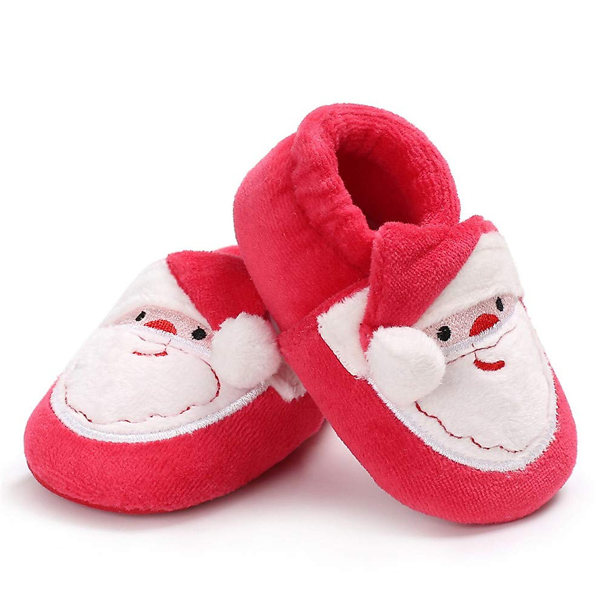 HsdsBebe Baby Boys Girls Christmas Red Shoes Cotton Infant Soft Sole Anti-Slip Christmas Slippers Moccasins Toddler Stay on House Crib Shoes