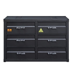 Acme Cargo Container Style Rectangular 6-Drawer Dresser in Gunmetal Metal