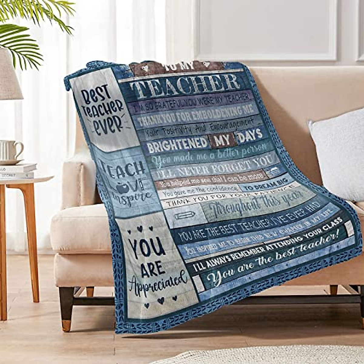 Teacher Gifts for Women, Best Teacher Appreciation Gifts for Mothers Day, Back to School Teacher Gifts, Gifts for Teachers from Students, Thank You Gift for Teacher Throw Blanket 60 x 50 Inch