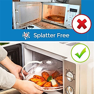 Set of 2 Microwave Splatter Cover, Deep Microwave Cover for Food, Large Microwave Plate Cover with Handle Steam Vents Keeps Microwave Oven Clean BPA Free Transparent Cover