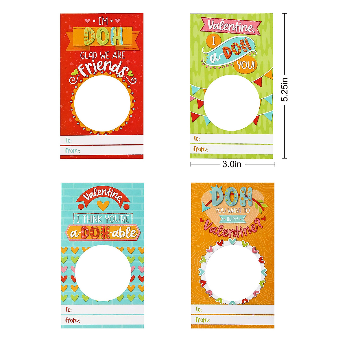 JOYIN 28 Pcs Valentines Day Gift Cards with Colorful Playing Dough for Kids Valentine Party Favors, Valentine's Classroom Exchange