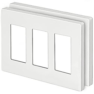 [2 Pack] BESTTEN 3-Gang Screwless Wall Plate, USWP4 White Series, Decorator Outlet Cover, H4.69” x W6.54”, for Light Switch, Dimmer, USB, GFCI, Receptacle