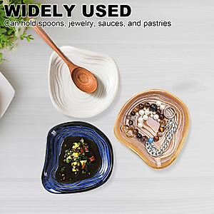 3 Pack Spoon Rest for Stove Top, 5.7” Ceramic Spoon Holder for Stove, Heat-Resistant Spoon Rest for Kitchen Counter Spoons Spatulas Ladles (Blue Khaki White)