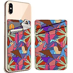 Diascia Pack of 2 - Cellphone Stick on Leather Cardholder ( Koala Flowers Floral Cute Colorful Pattern Pattern ) ID Credit Card Pouch Wallet Pocket Sleeve