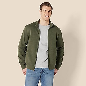 Amazon Essentials Men's Sweatshirt, Mock Neck, Fleece Zip Up, Olive Heather, X-Large