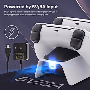 PS5 Controller Charger Station, Dualsense Charging Station for PlayStation 5 with 5V 3A AC Adapter