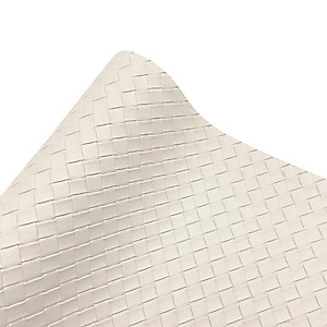 12"x54"Weave Faux Leather Fabric, Embossed Braided Faux Leather Roll for Crafts DIY and Upholstery Pleather Sheets White