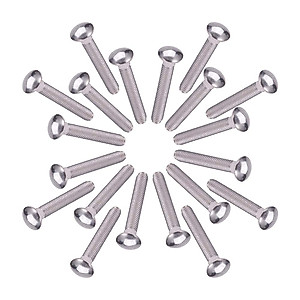 Yinpecly 30Pcs Carriage Bolts M6×40mm Round Head Square Neck Bolt Fasteners 304 Stainless Steel 1mm Pitch Silver Tone