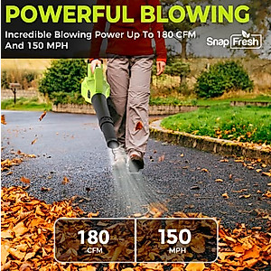 Cordless Leaf Blower - SnapFresh 150 MPH Leaf Blower with Battery & Charger, 2 Section Tubes, Free Control Speed,Lightweight, Electric Leaf Blower for Blowing Leaves, Lawn Care, Dust & Other Debris
