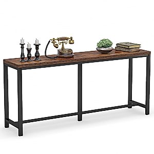 Tribesigns 70.9 inch Extra Long Console Table Behind Couch, Easy Assembly Sofa Table for Living Room Small Space, Modern Gold Narrow Entryway Hallway Table (Gold and White)
